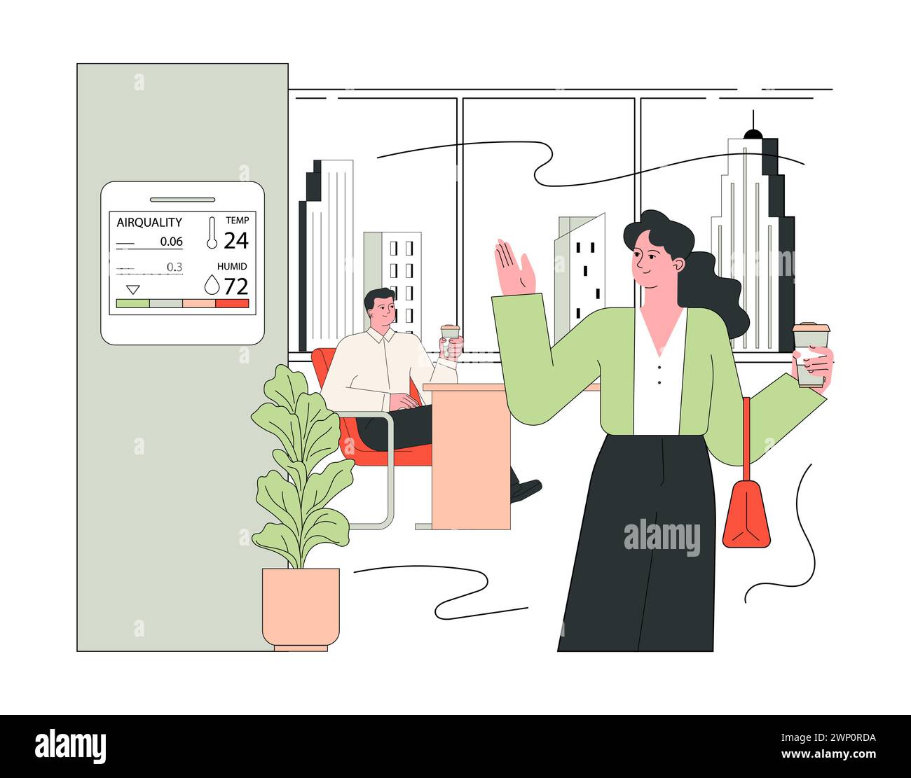 Indoor air quality. Employees enjoy a well-ventilated workspace with a ...