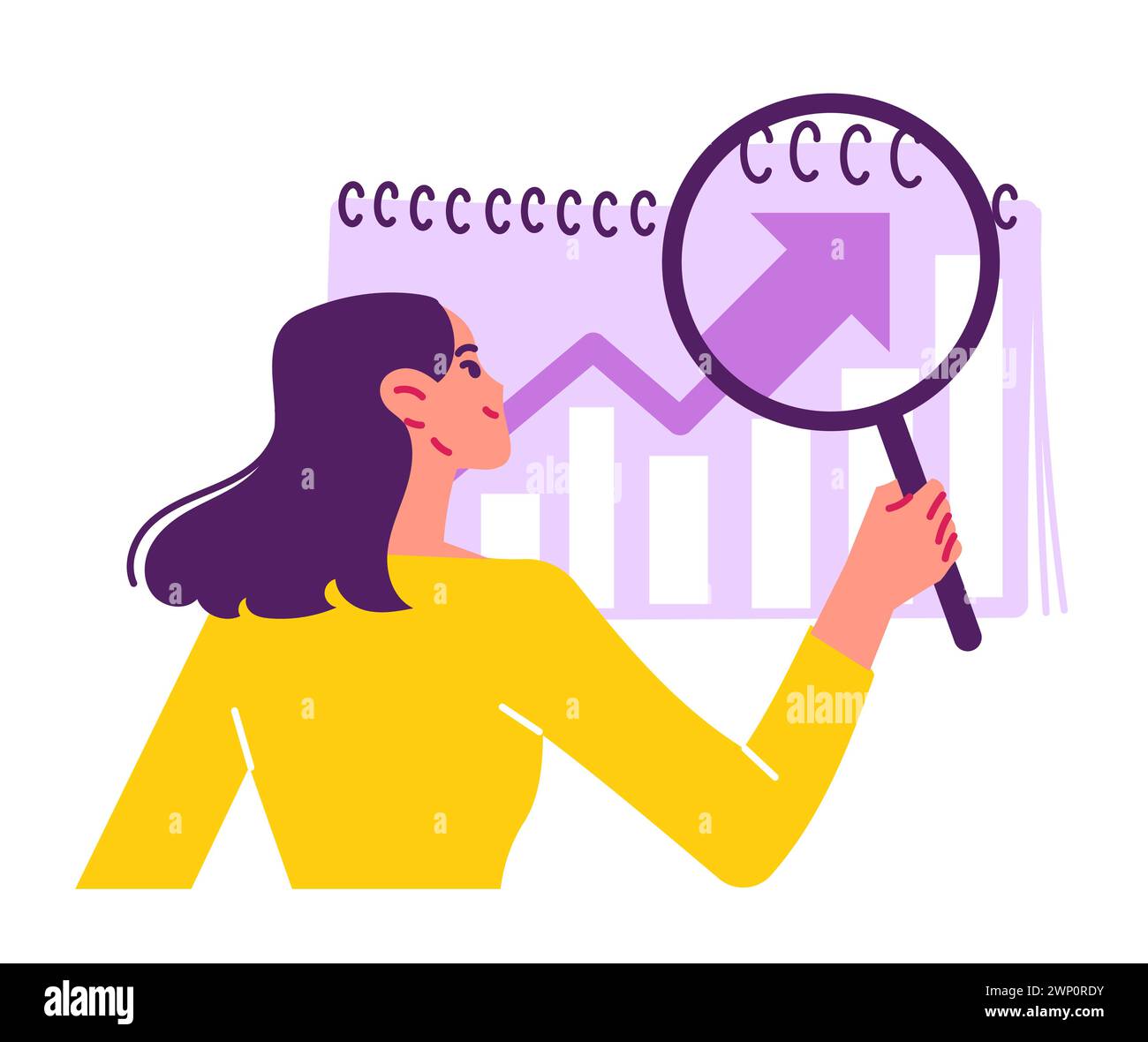 Woman stares intently at the graph and data Stock Vector Image & Art ...