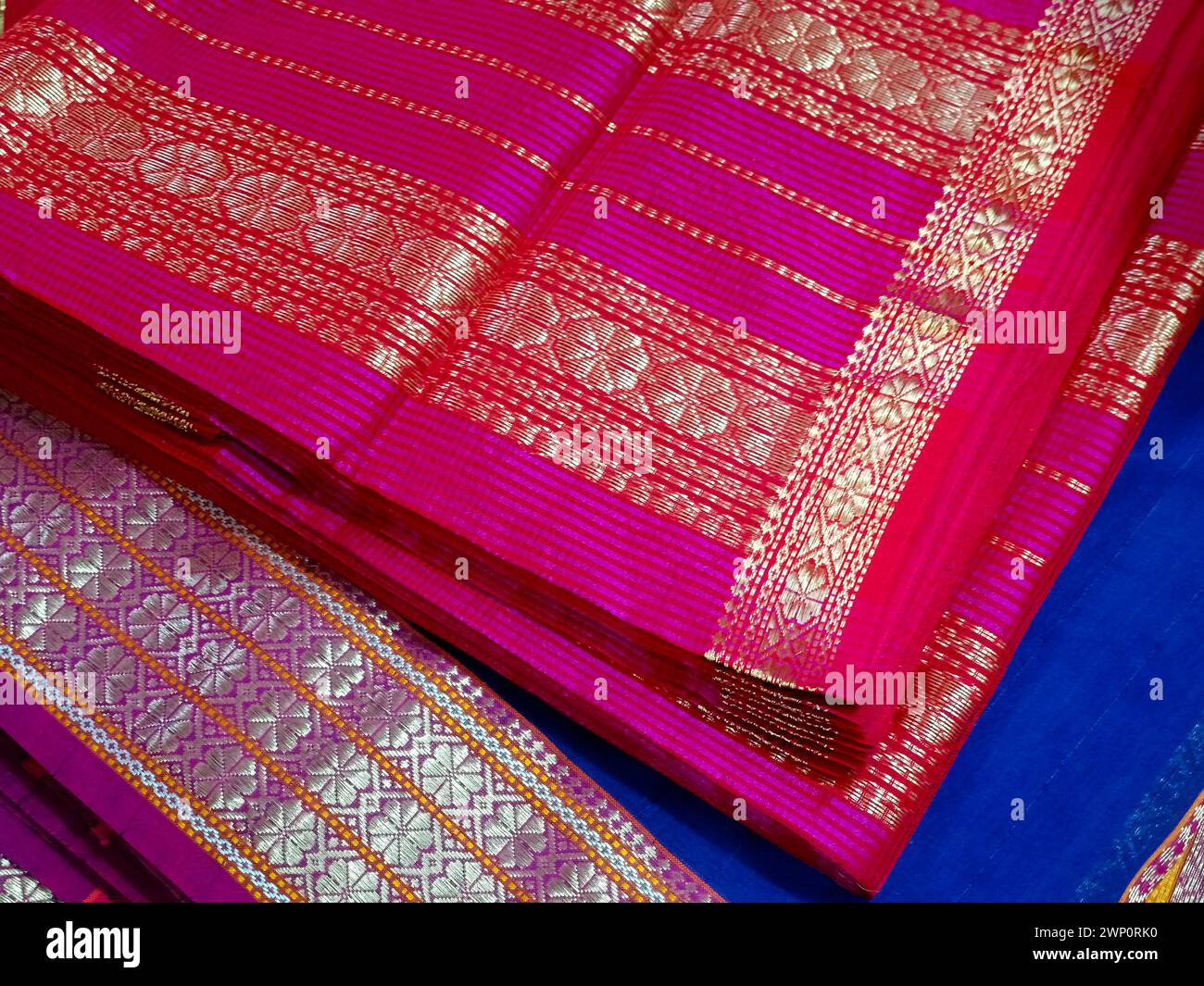 Hand Weaving Silk & Handloom Sarees, saree with golden details, woman ...