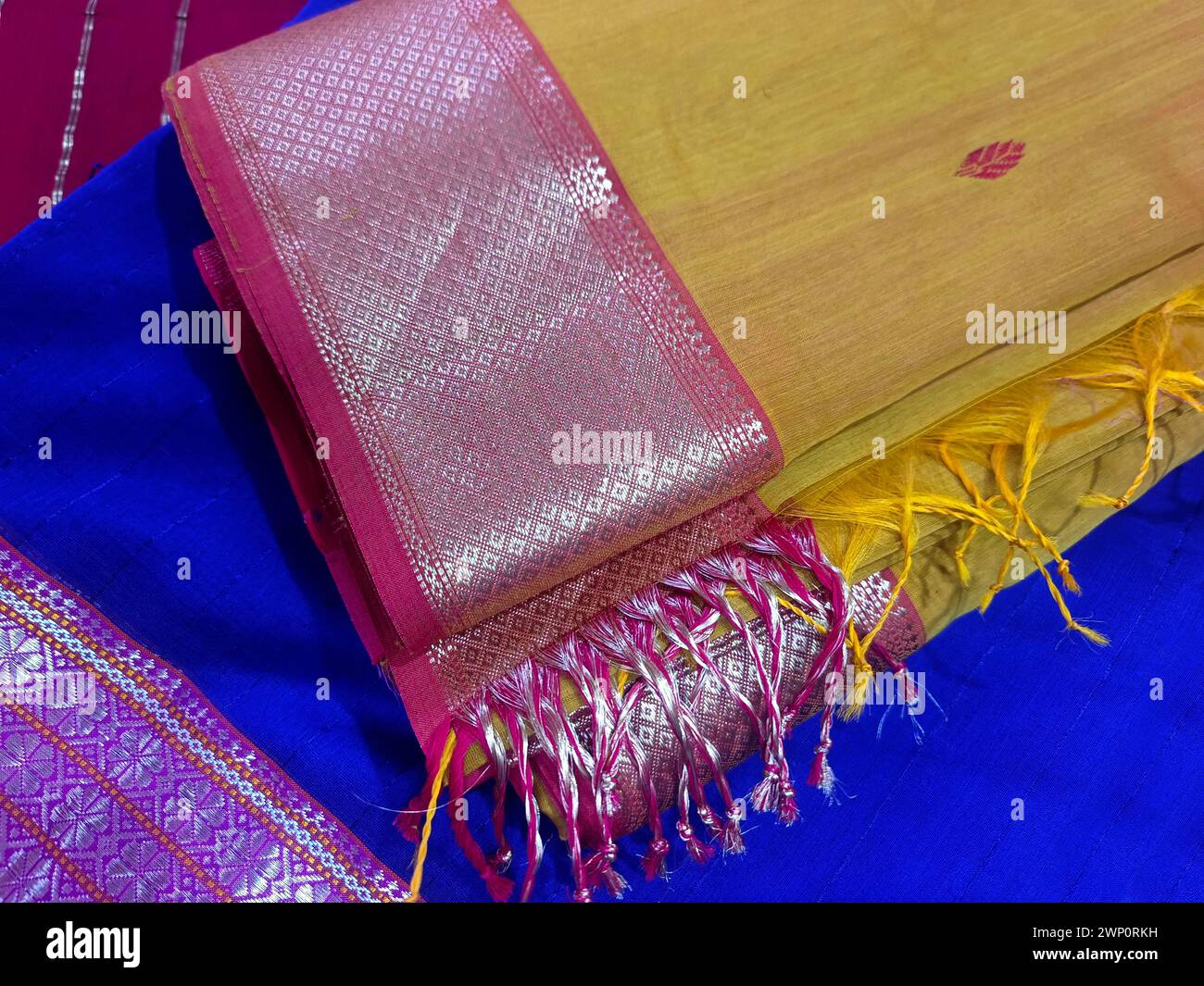 Hand Weaving Silk & Handloom Sarees, saree with golden details, woman ...