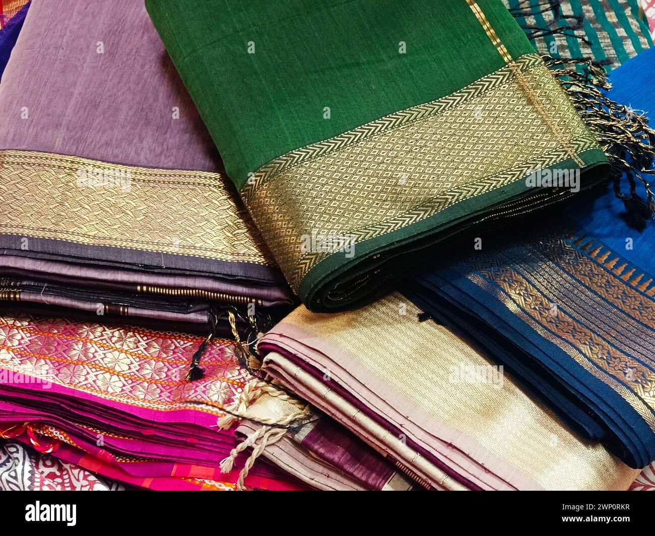 Hand Weaving Silk & Handloom Sarees, saree with golden details, woman ...