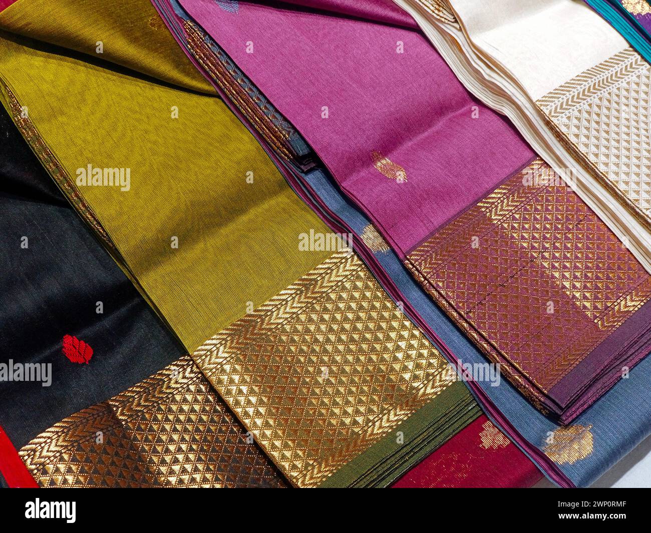 Hand Weaving Silk & Handloom Sarees, saree with golden details, woman ...