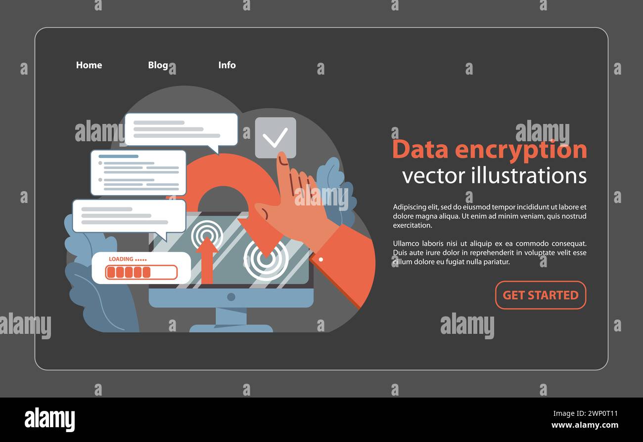 Data Encryption Concept Hand Activating A Secure Data Transfer On A 0758