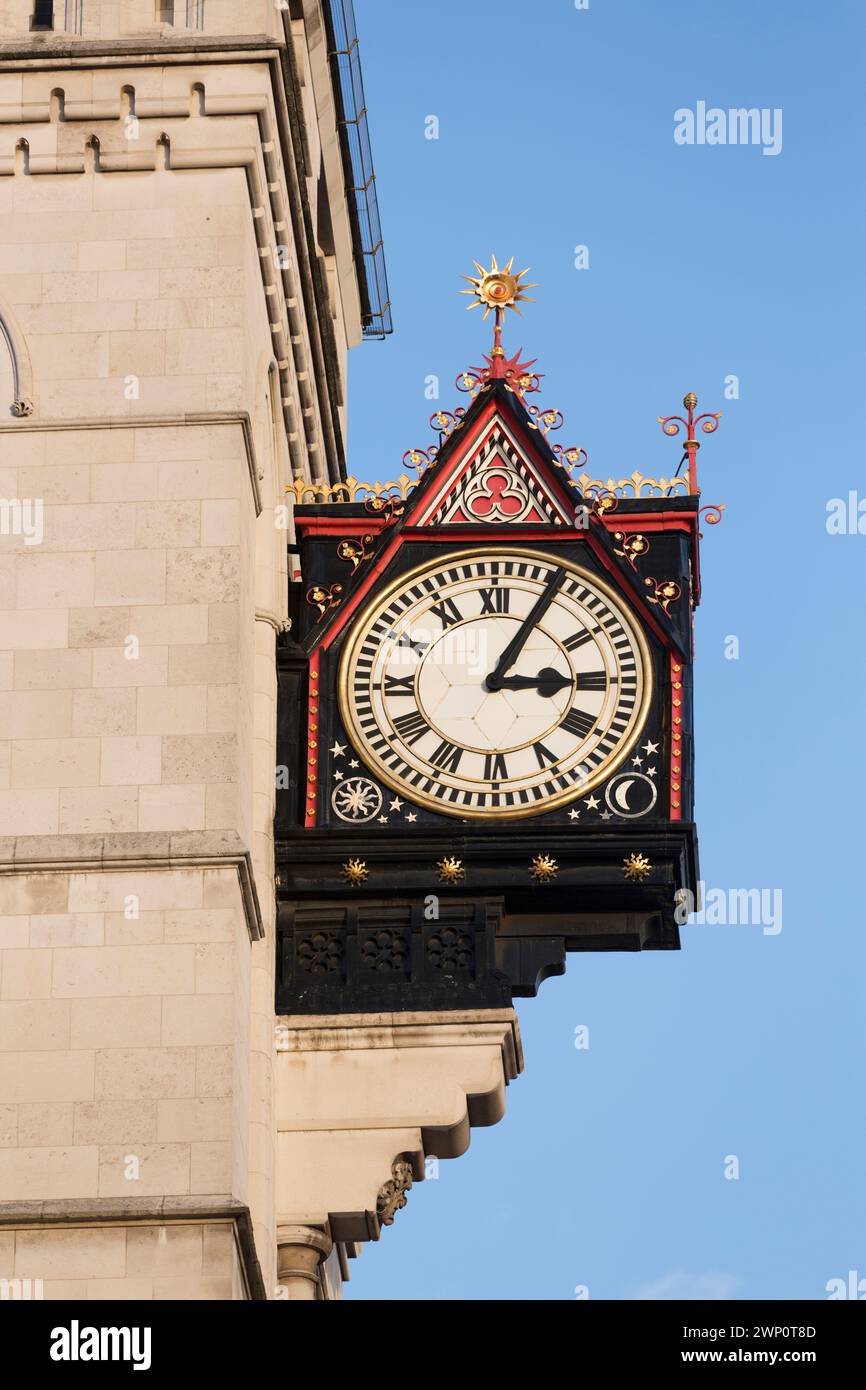 UK, London, the Royal Courts of Justice clock tower, The Strand, City ...