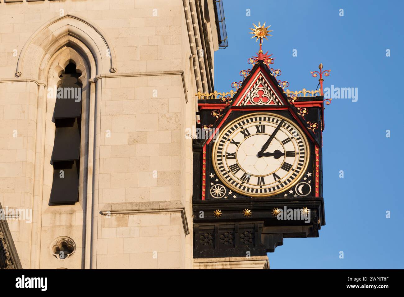 UK, London, the Royal Courts of Justice clock tower, The Strand, City ...