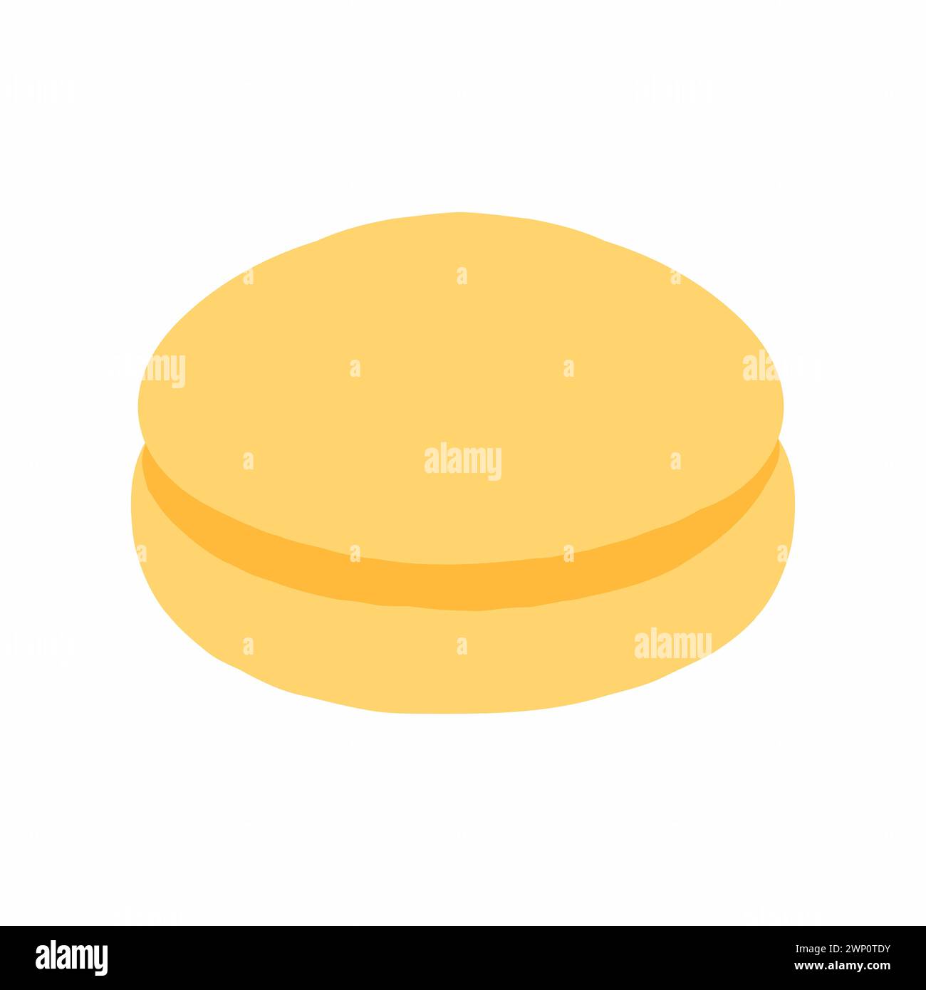 Vanilla macaron in hand drawn cartoon style. Cute traditional French ...