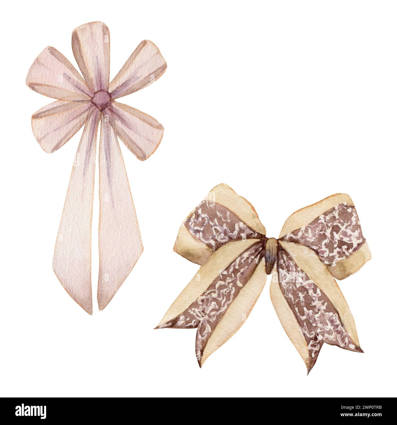 Hand drawn watercolor illustration shabby boho cream pastel peach fuzz ...