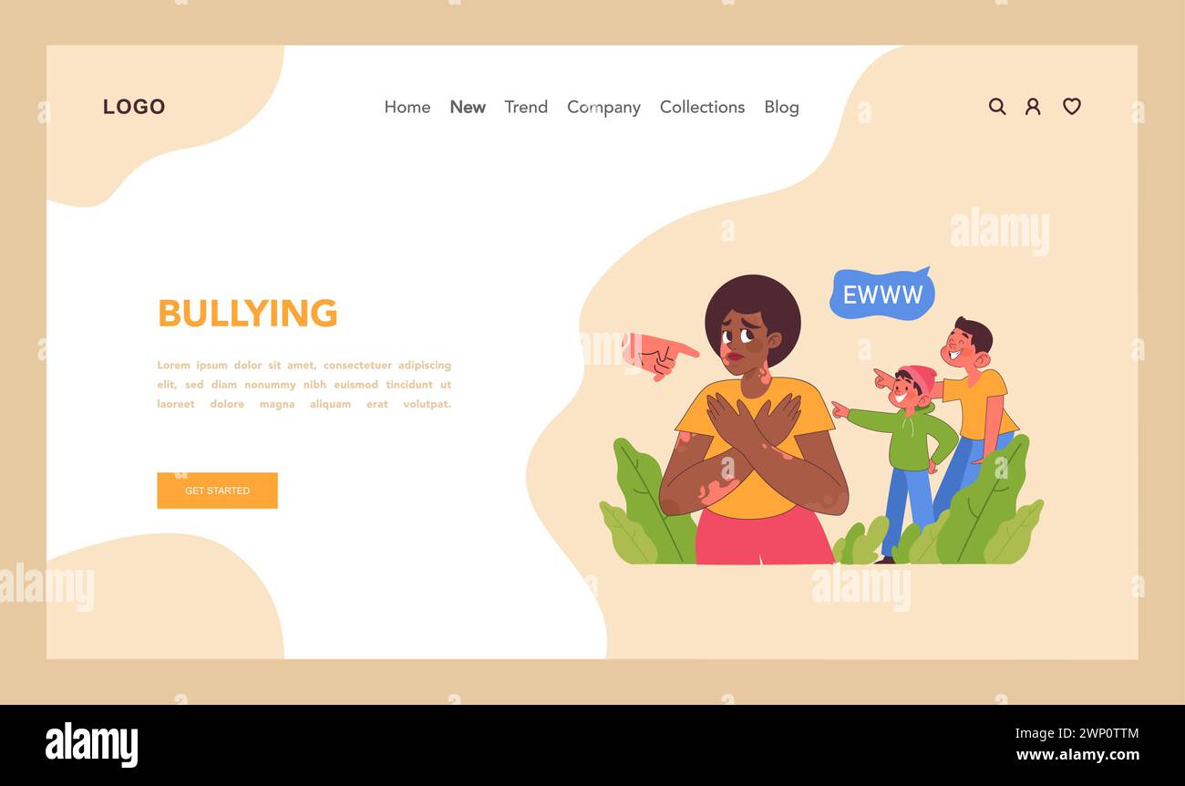 Bullying web or landing. Distraught young woman cornered by jeering ...