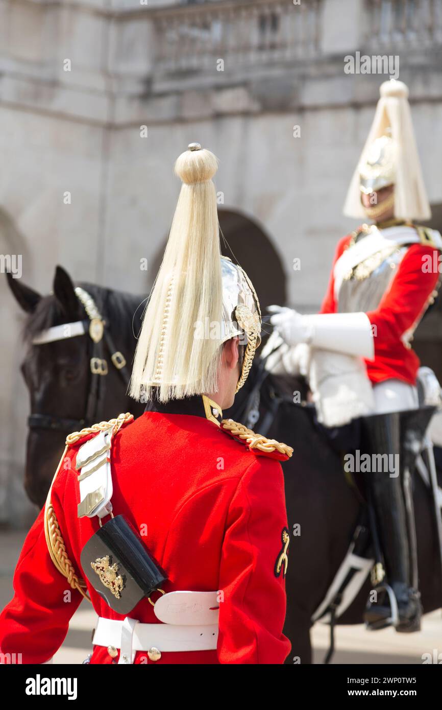 UK, London, Guards Regiment on sentry duty outside Horse Guards ...