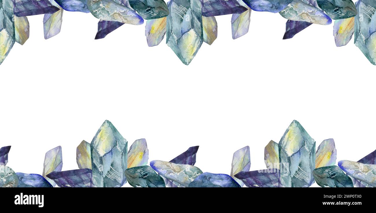 Amethyst gem border on white hi-res stock photography and images - Alamy