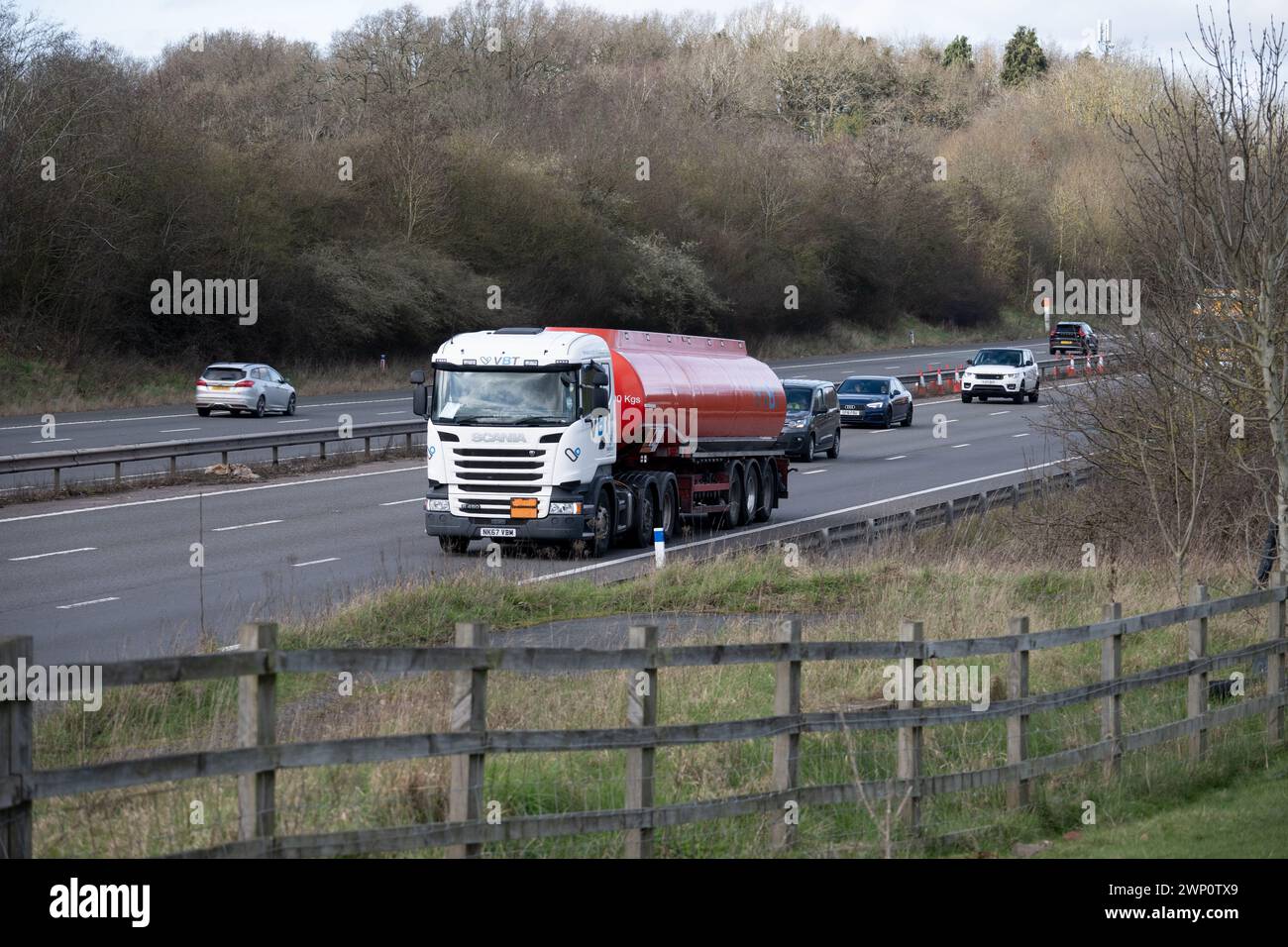 Van Blanc tanker lorry on the M40 motorway, Warwickshire, UK Stock ...