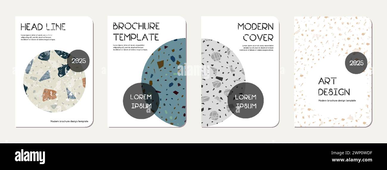 Notepad cover design. Terrazzo abstract background made of natural ...
