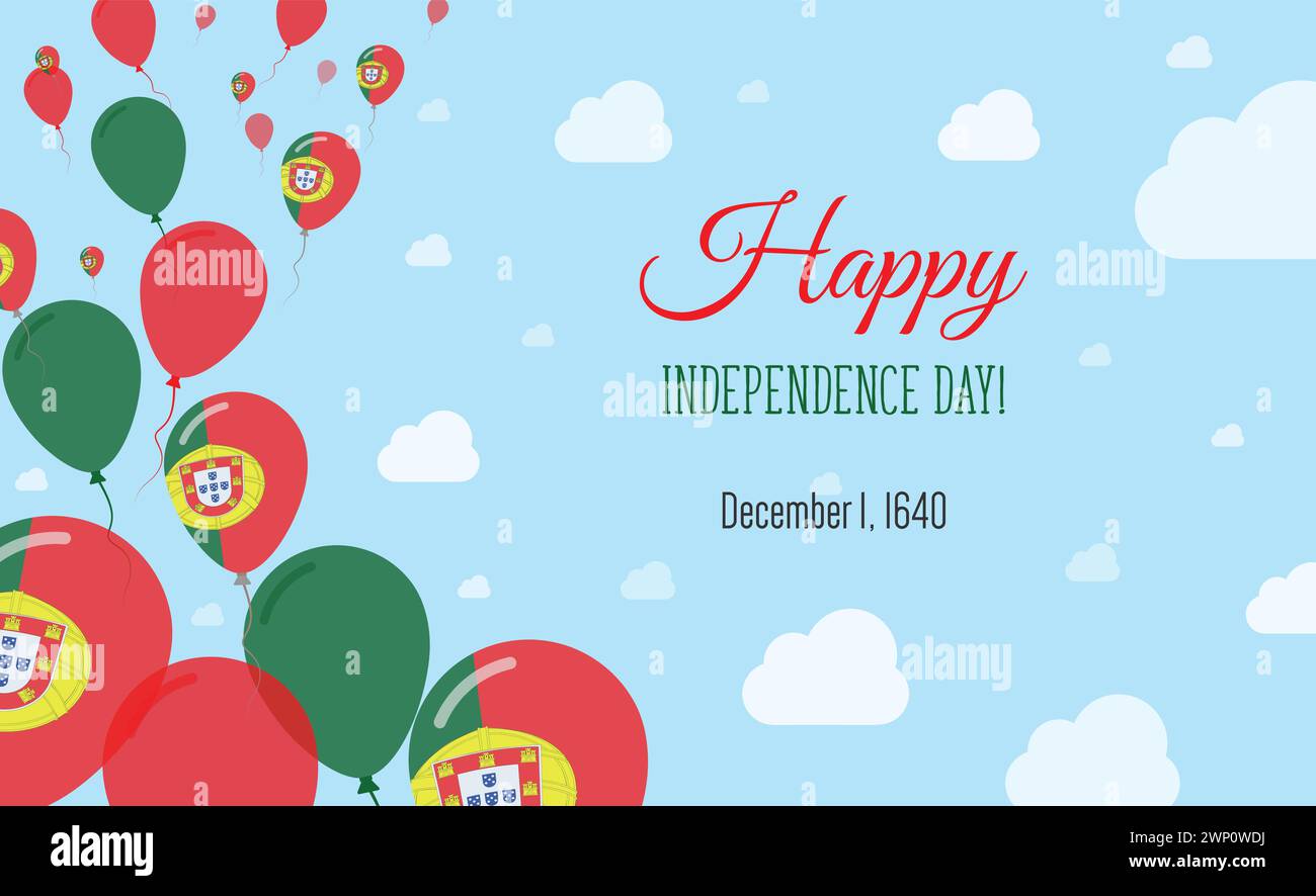 Portugal Independence Day Sparkling Patriotic Poster. Row of Balloons ...