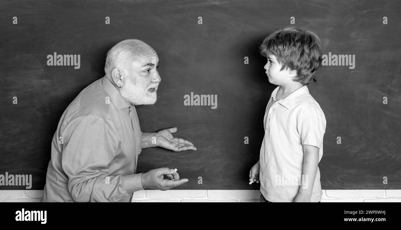 Daddy and son together. Grandfather talking to grandson. Old and Young ...