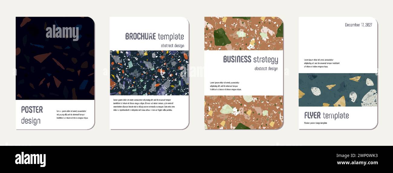 Notepad cover design. Terrazzo abstract background made of natural ...