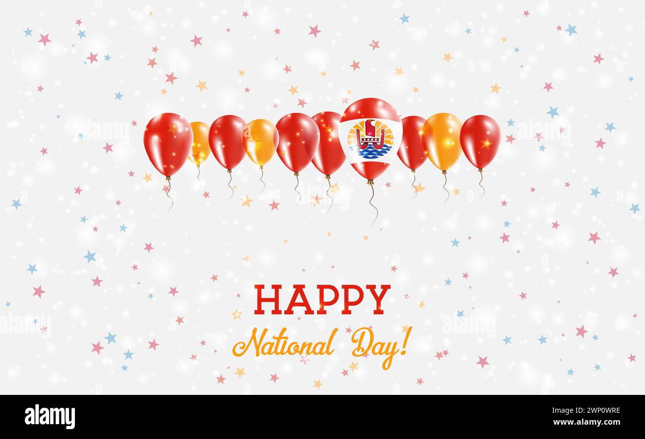 French Polynesia Independence Day Sparkling Patriotic Poster. Row of ...