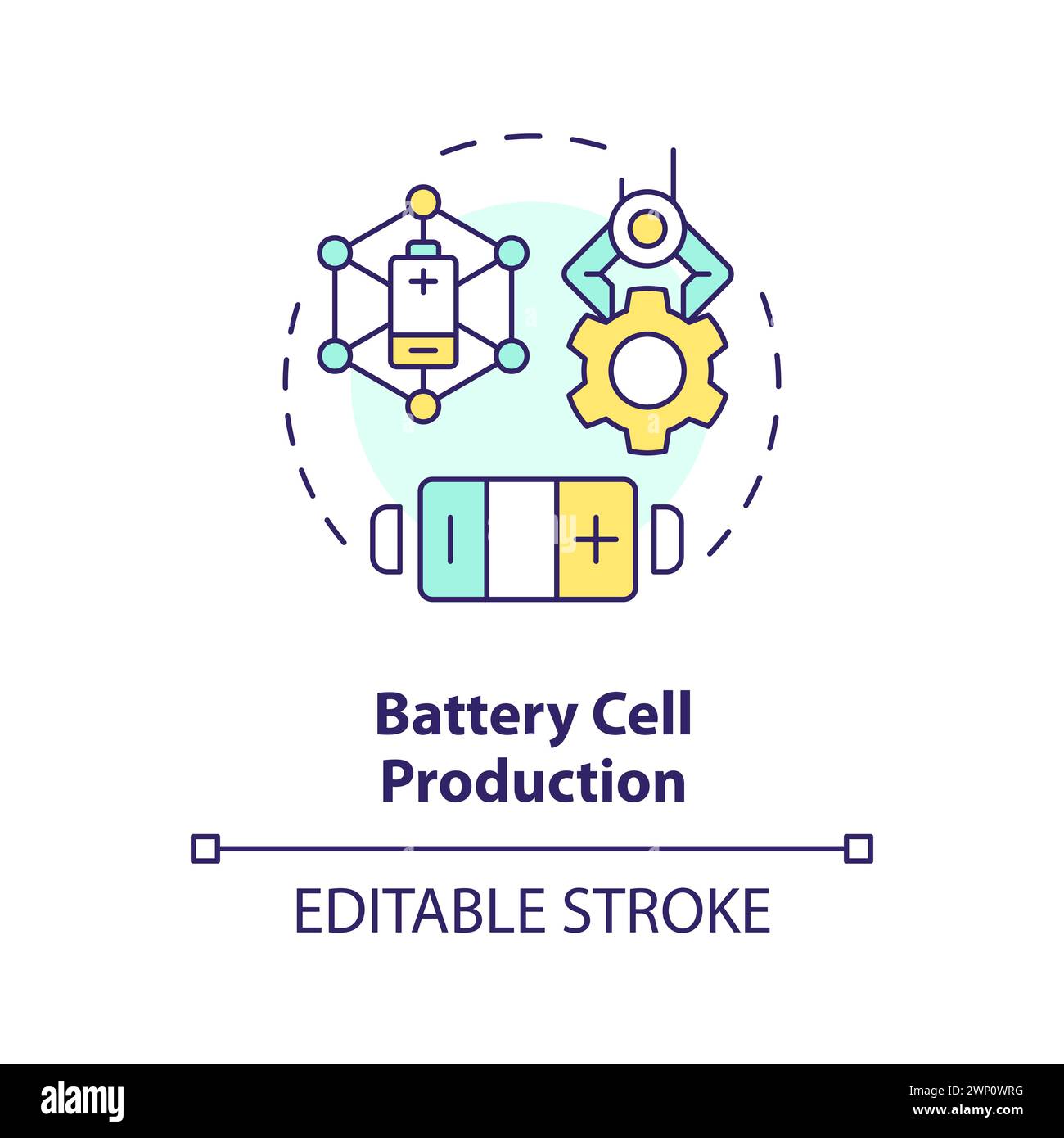 Battery cell production multi color concept icon Stock Vector Image ...