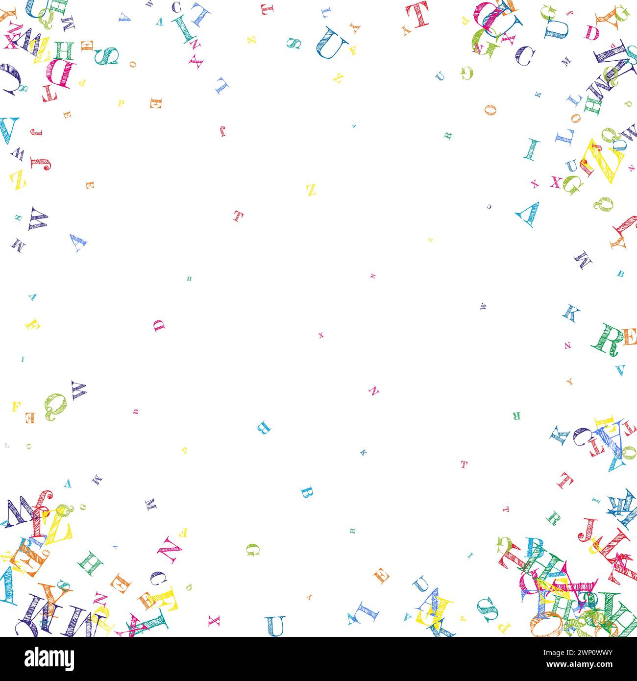 Concept of school background. Colorful childish falling letters of ...