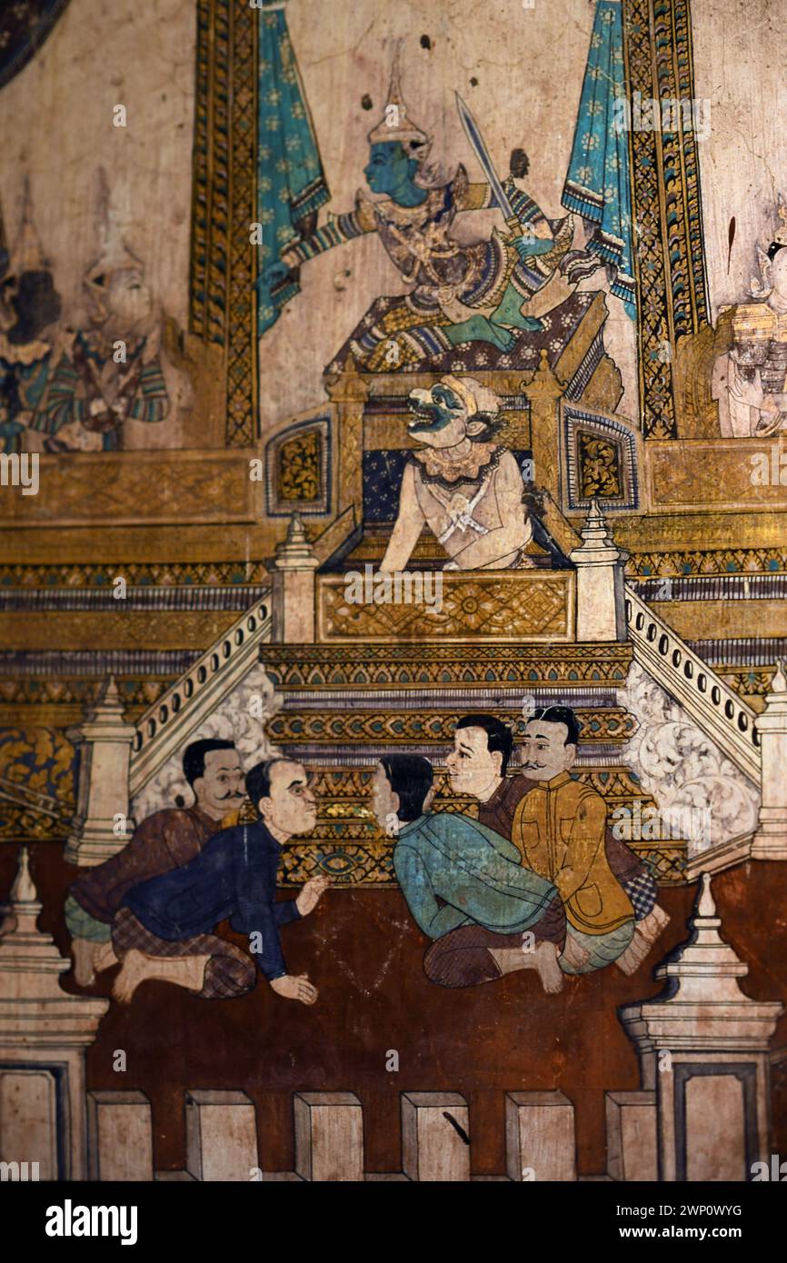 Mural of the Reamker poem showing royalty painted in 1903, in poor ...