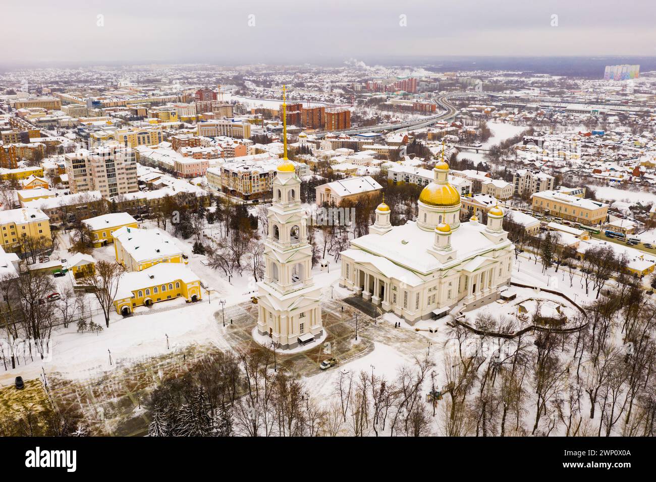 Penza city. Spassky Cathedral and bell tower. View from above Stock ...
