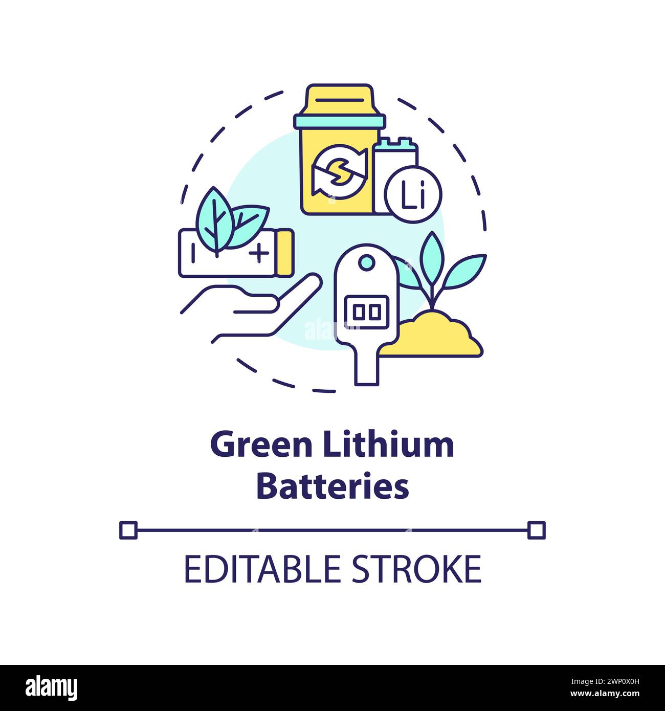 Green lithium batteries multi color concept icon Stock Vector Image ...