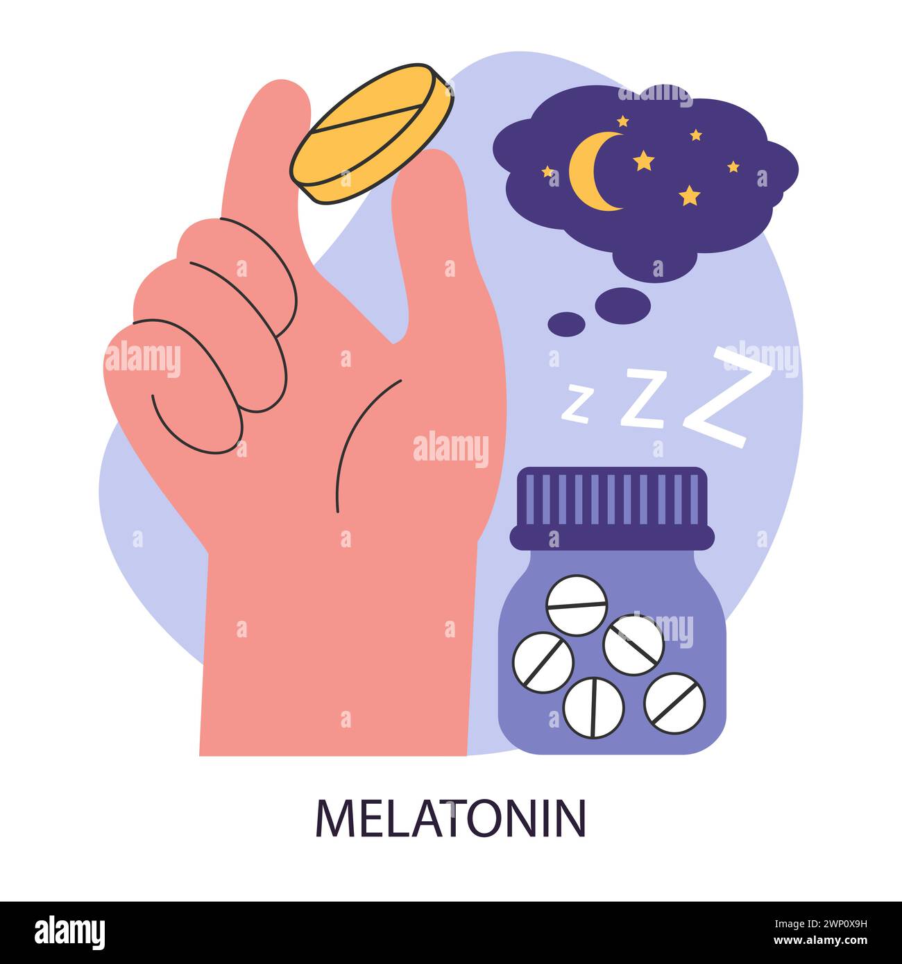 Melatonin pill. Human hand holding synthetic melatonin medicine, nature ...