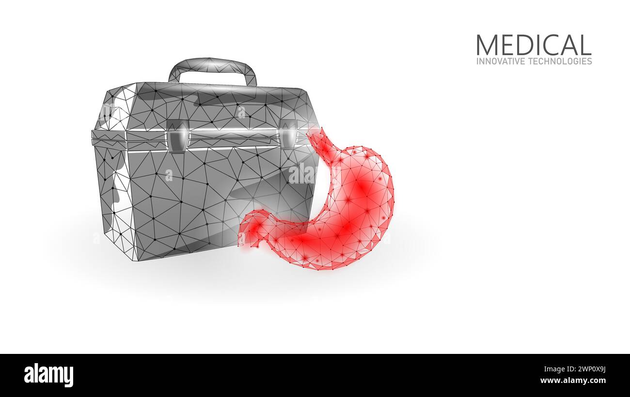 3D human kidneys transplantation case. Red low poly kidneys anatomy ...