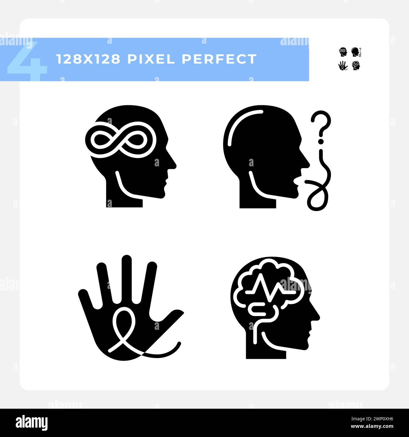 Neurology diseases black glyph icons set on white space Stock Vector ...
