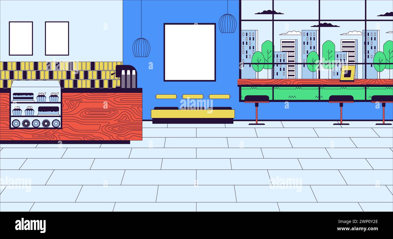 Coffee shop inside cartoon flat illustration Stock Vector Image & Art ...