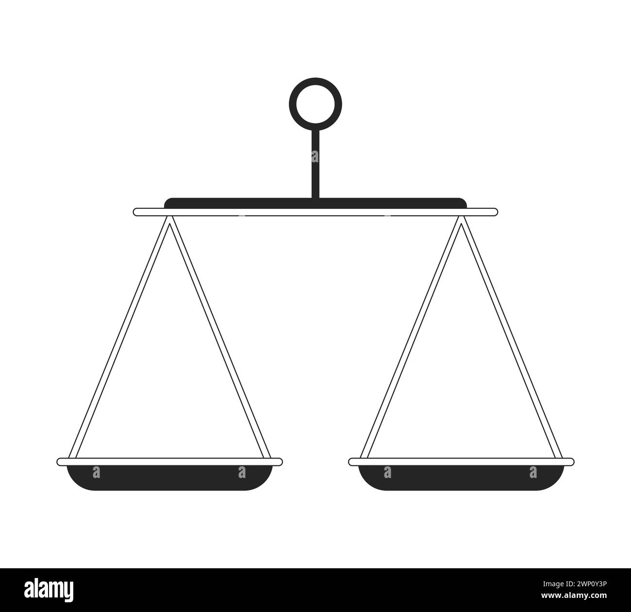 Justice scales bronze black and white 2D line cartoon object Stock ...