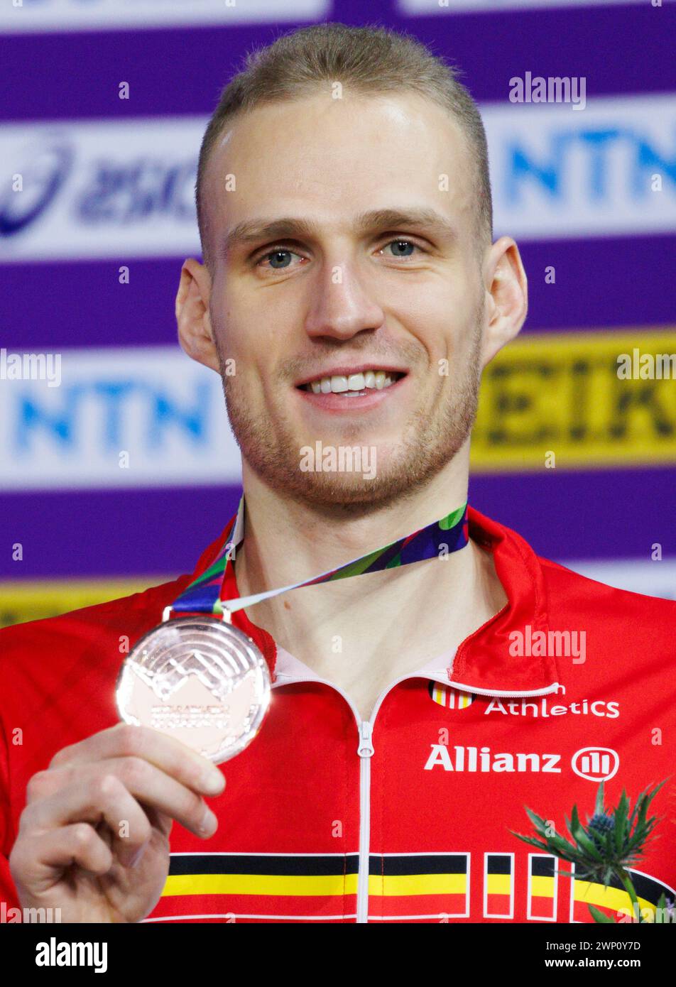 Glasgow, UK. 03rd Mar, 2024. Bronze medal winner Belgian Eliott Crestan ...