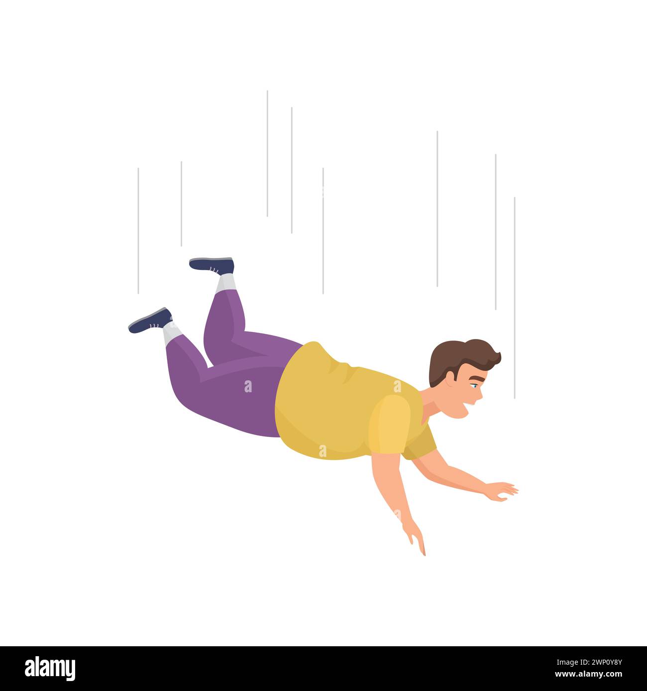 Overweight person falling down, unlucky man flying in air in active ...