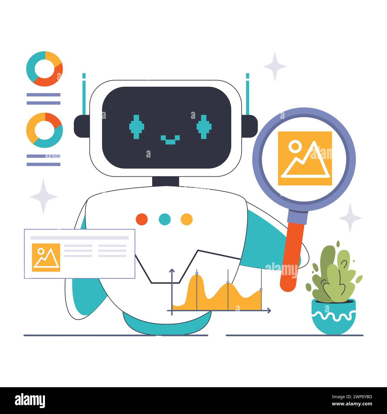 Convolutional Neural Network theme. Friendly robot analyzing image data ... Convolutional Neural Network theme. Friendly robot analyzing image data ...