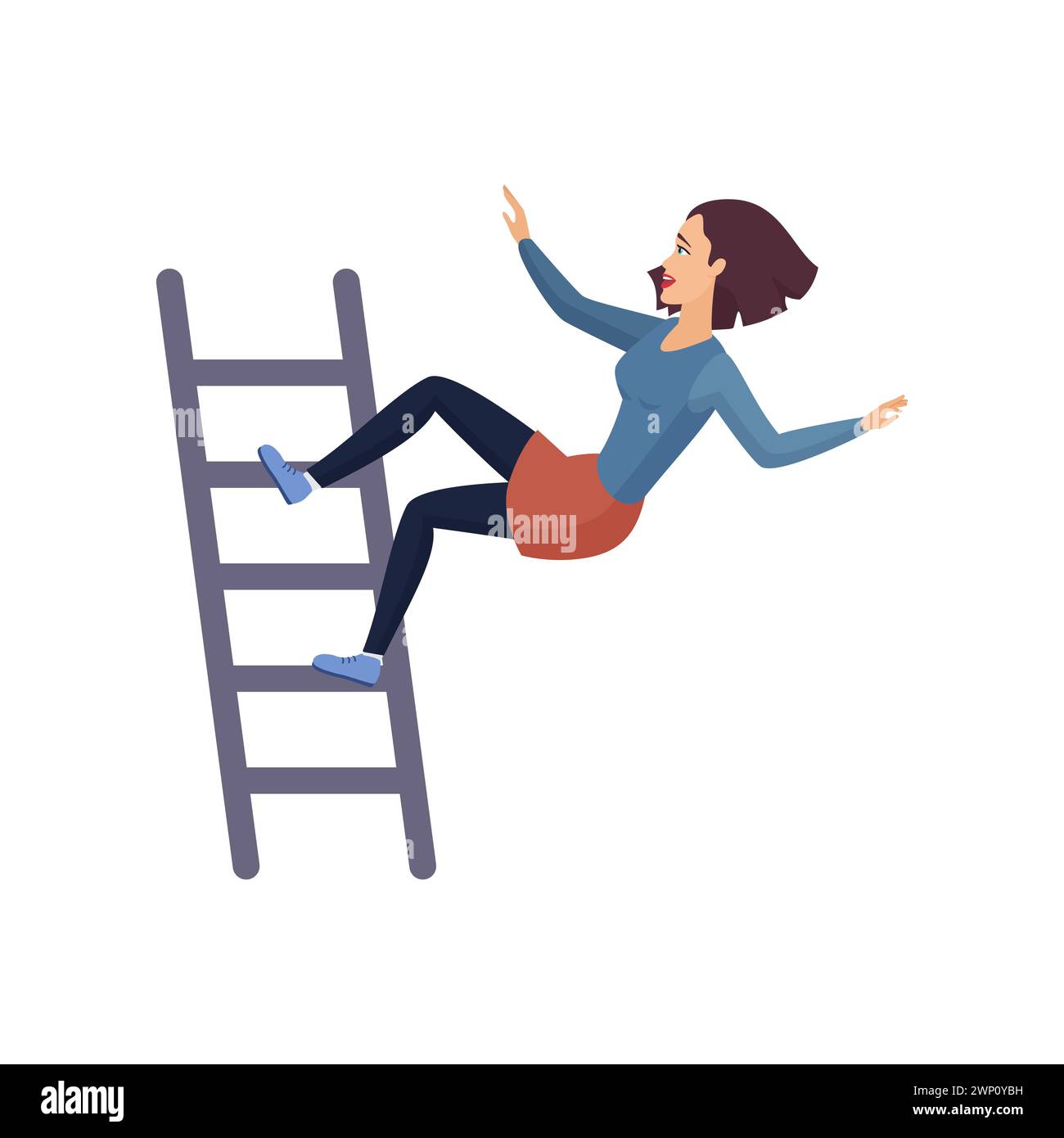 Woman falling ladder hi-res stock photography and images - Alamy