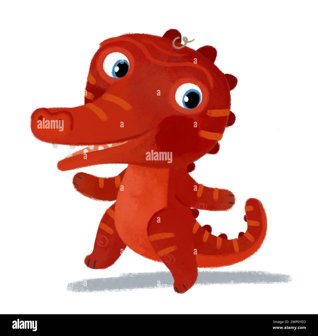 cartoon scene with dino dinosaur or dragon playing having fun on white ...