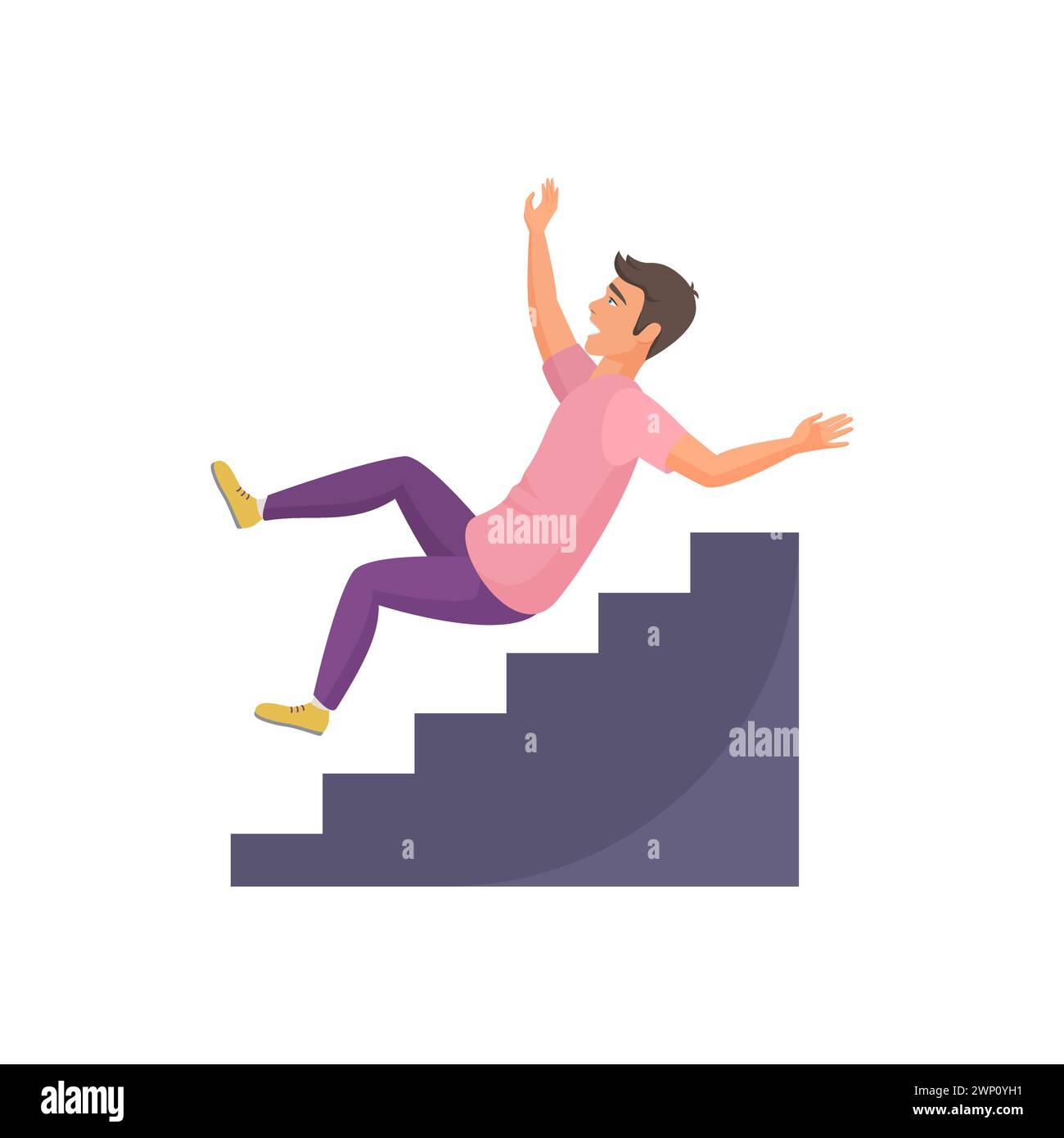 Fall accident of man, person falling down from career ladder vector ...