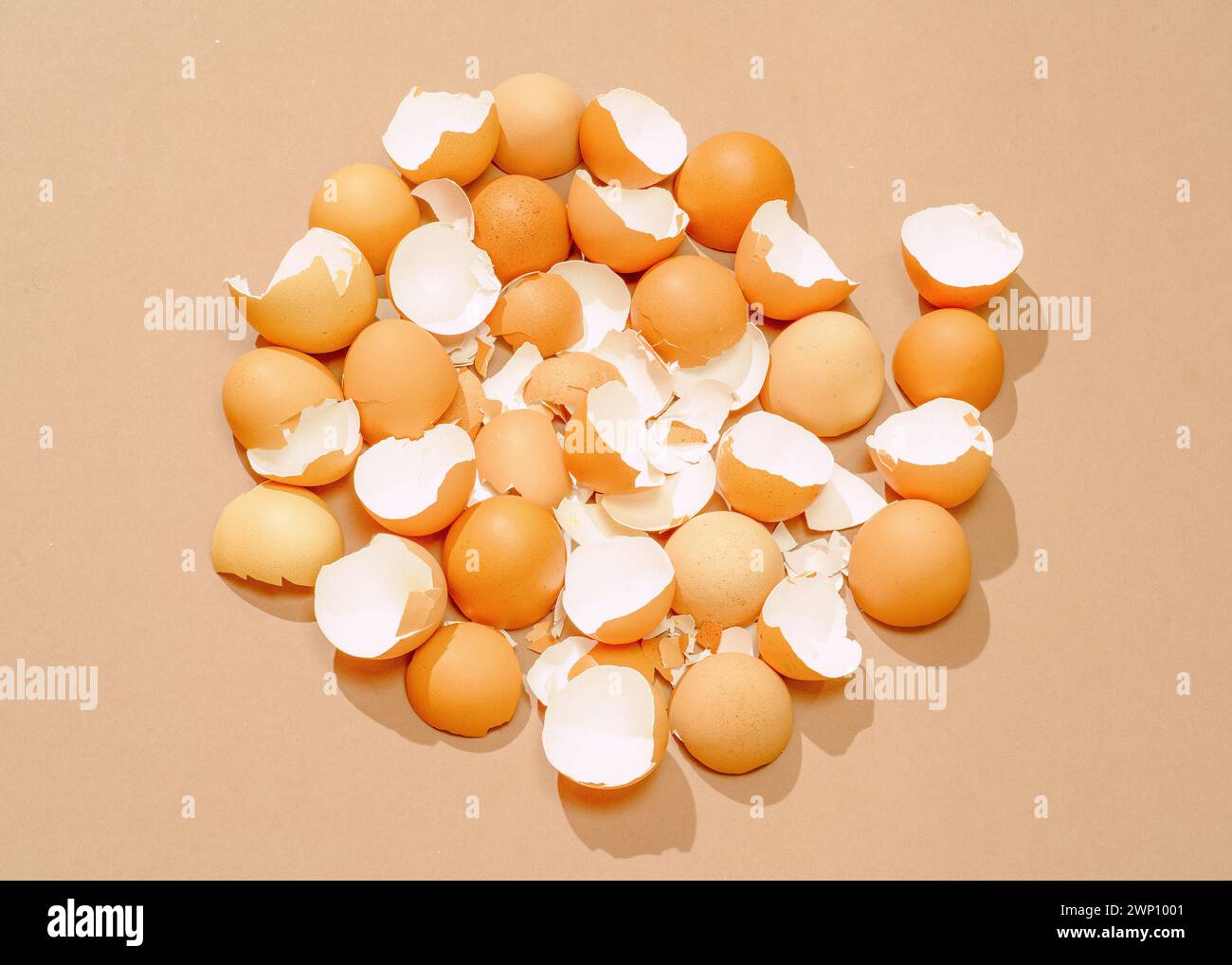 Monochrome composition in shape of a spiral of broken eggshells Stock ...