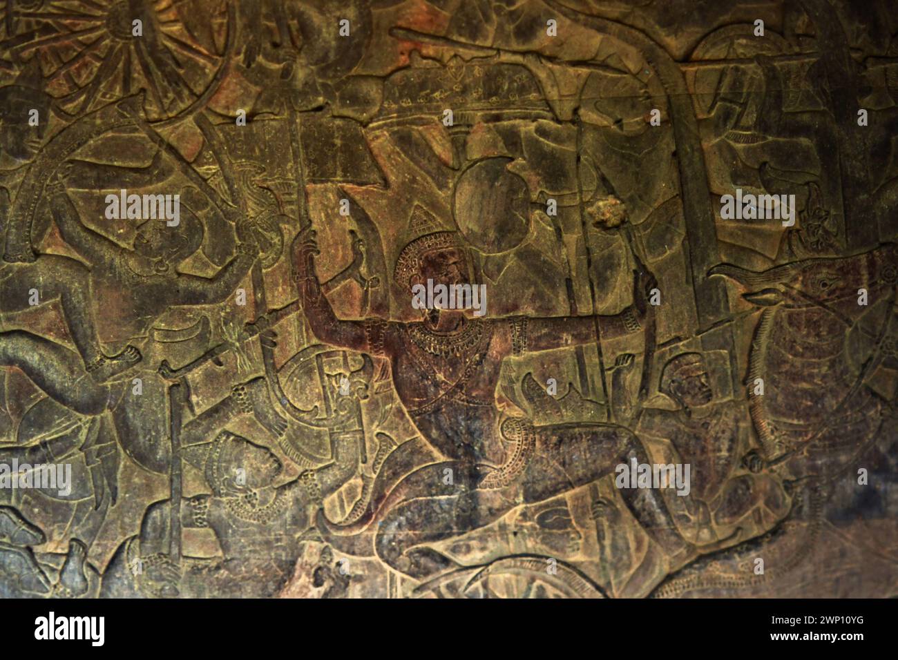 Relief of soldiers going to war, Angkor Wat temple, taken in 1995, Siem ...