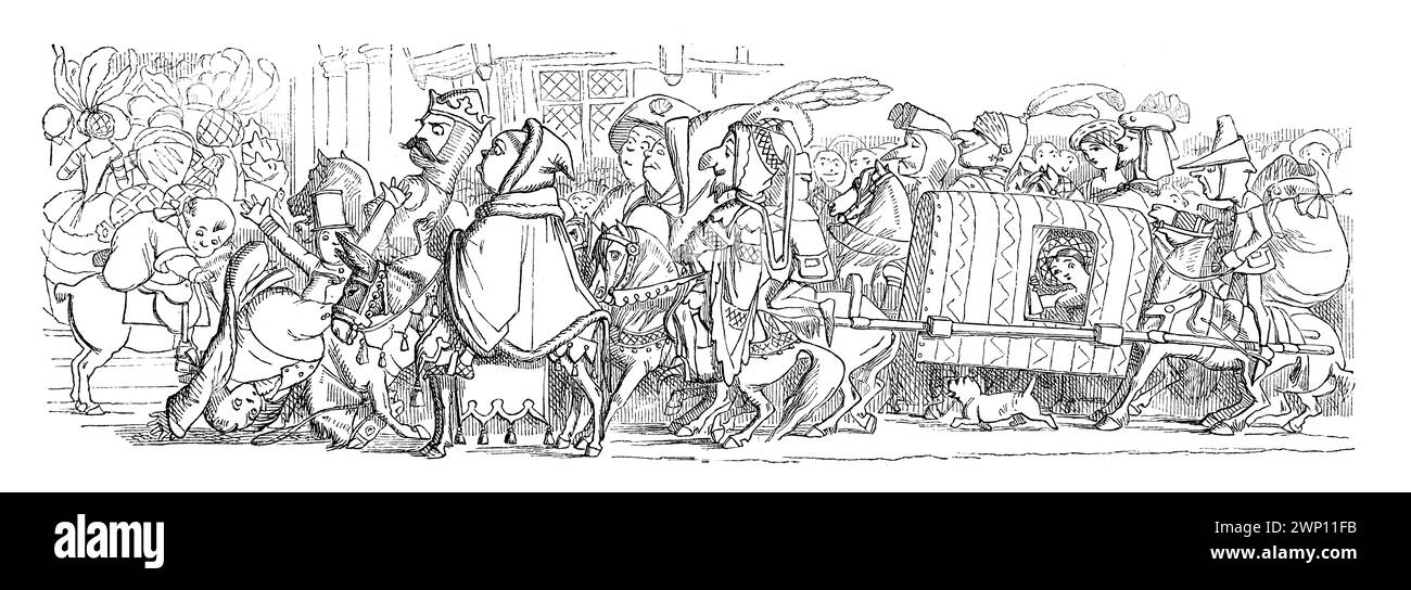 historic procession, cartoon from 1852 Punch Magazine Stock Photo - Alamy