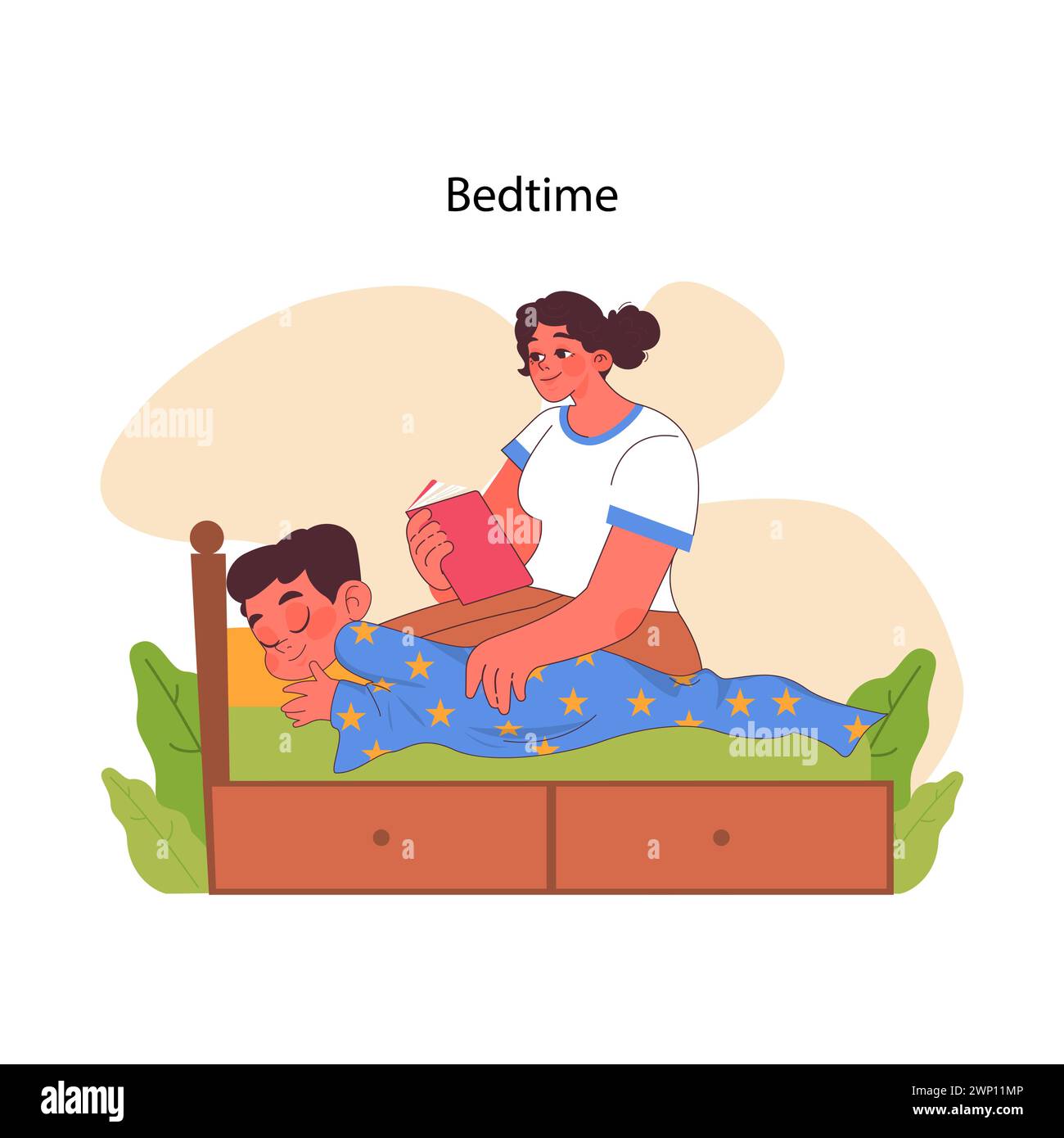 Child tucked in blanket Stock Vector Images - Alamy