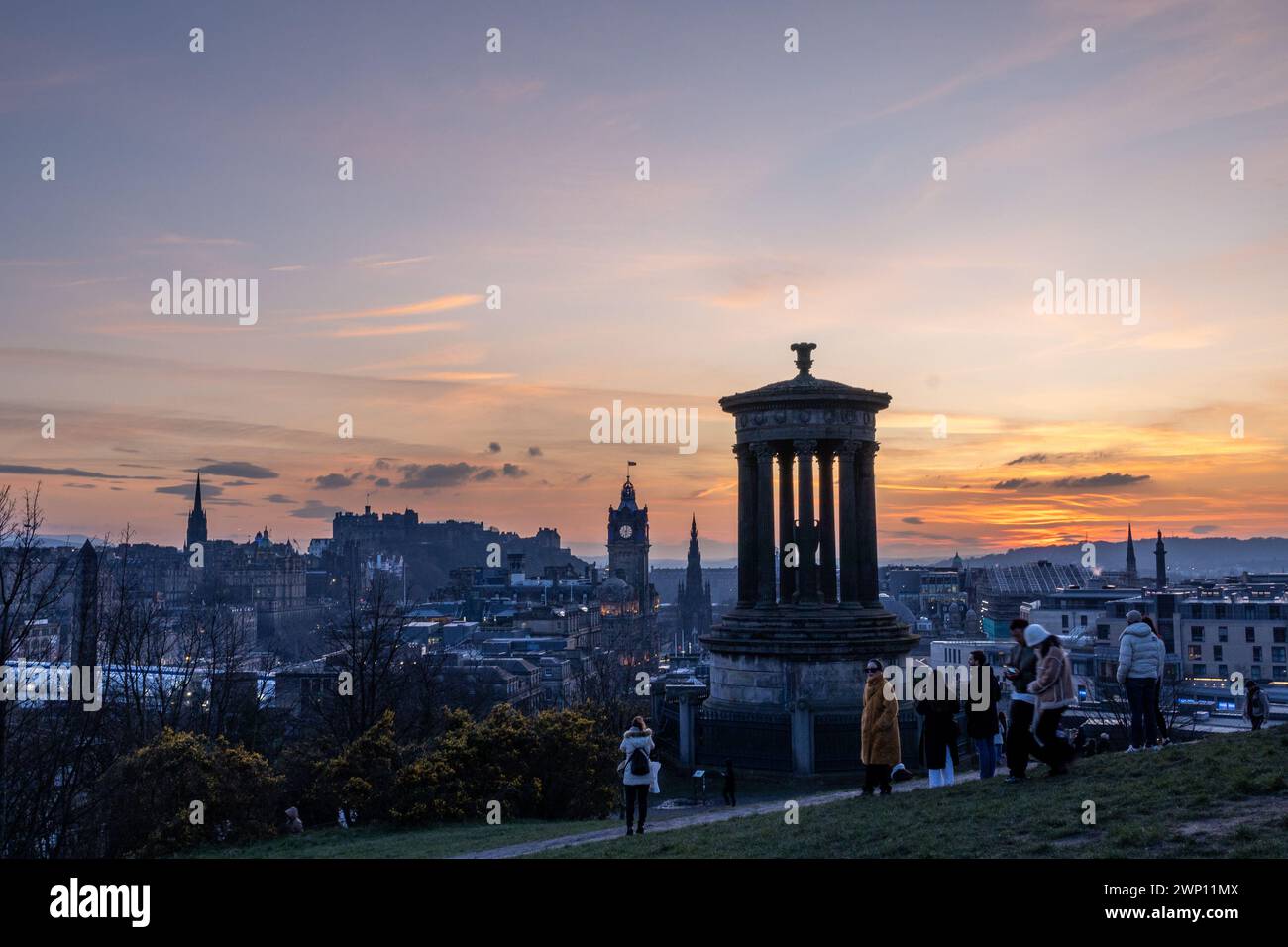 Edinburgh, United Kingdom. 04 March, 2024 Pictured: Tourists gather on ...
