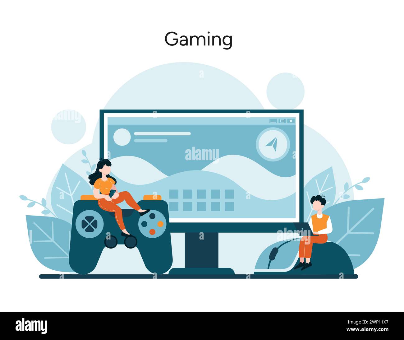 Gaming concept. Players engrossed in virtual adventures, showcasing the ...