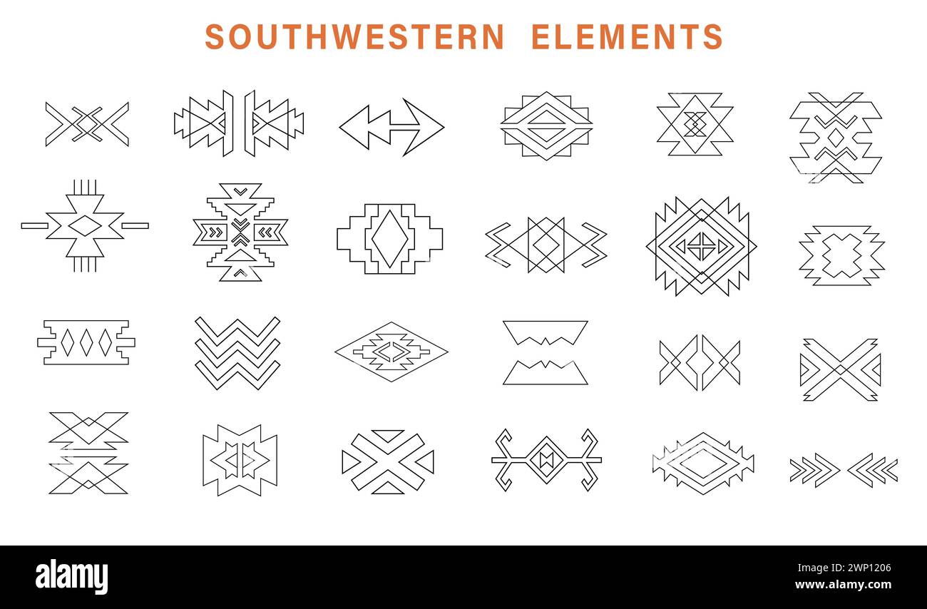 Aztec Navajo Tribal Shapes Set Southwestern Symbol Stock Vector Image ...