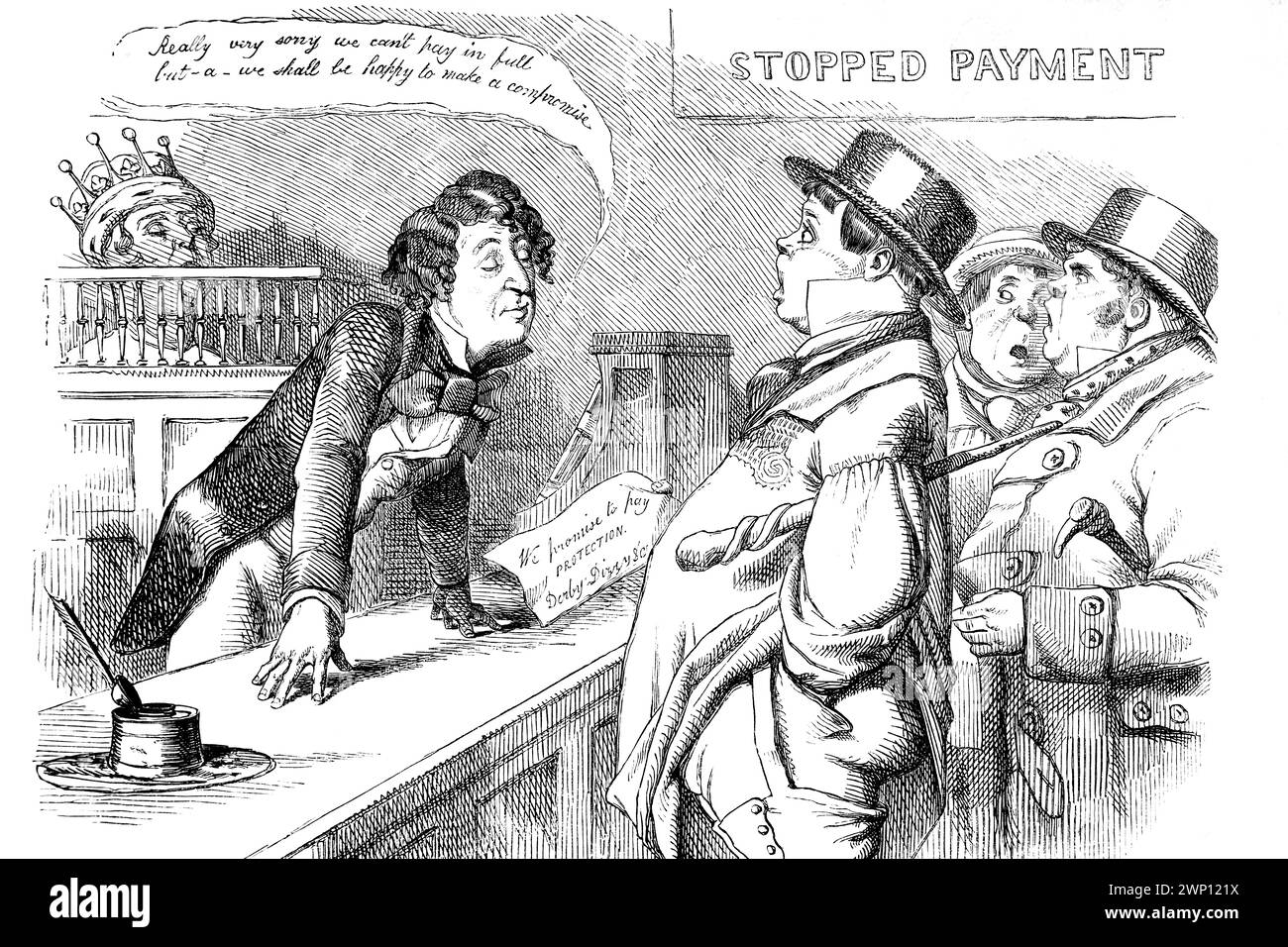 ‘Meeting of Creditors’, of Derby Dizzy and Co, political cartoon ...