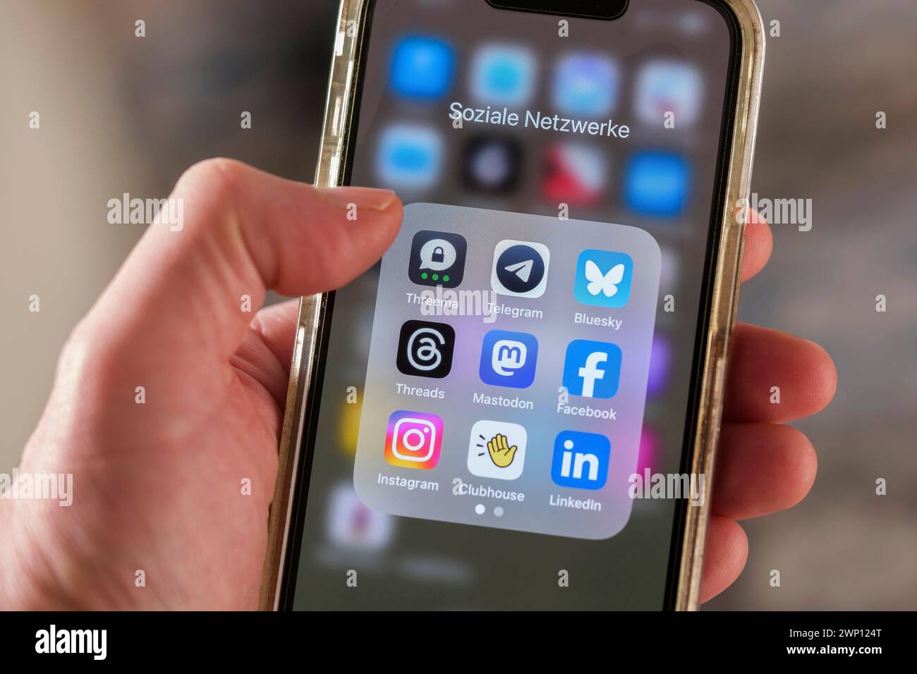 Mobile phone with social media and networking apps Stock Photo - Alamy