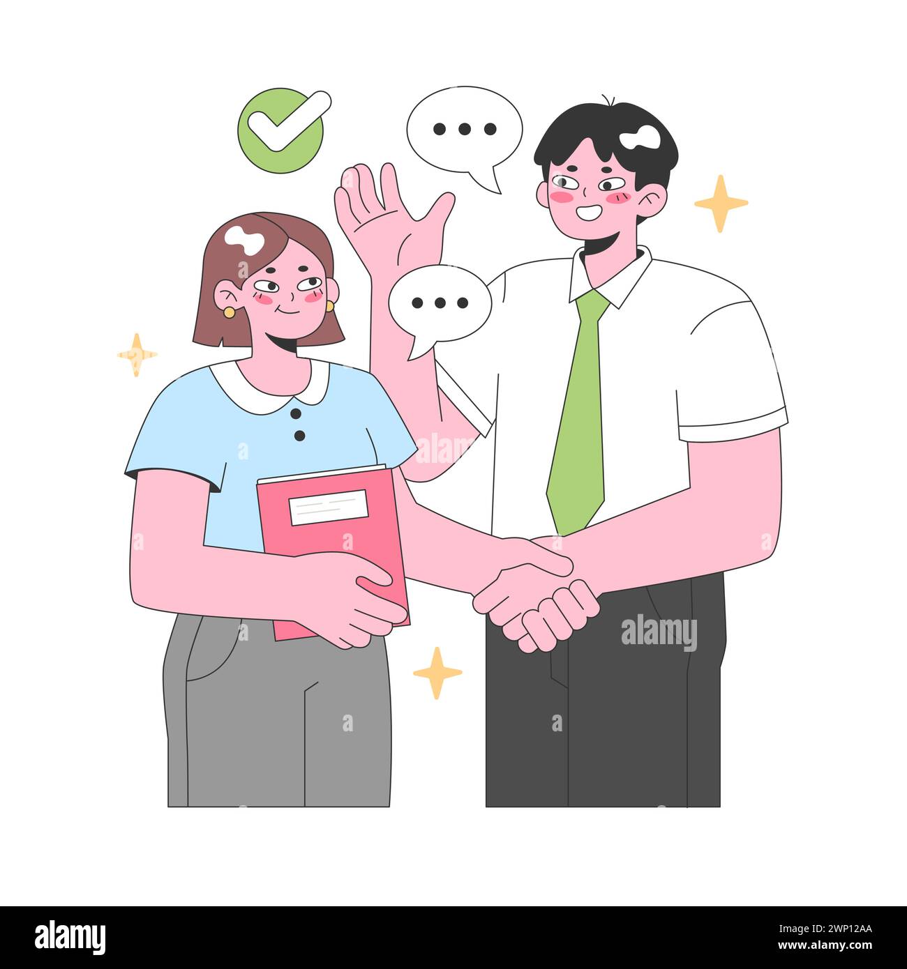 Professional agreement sealed with a handshake, as the woman with her ...