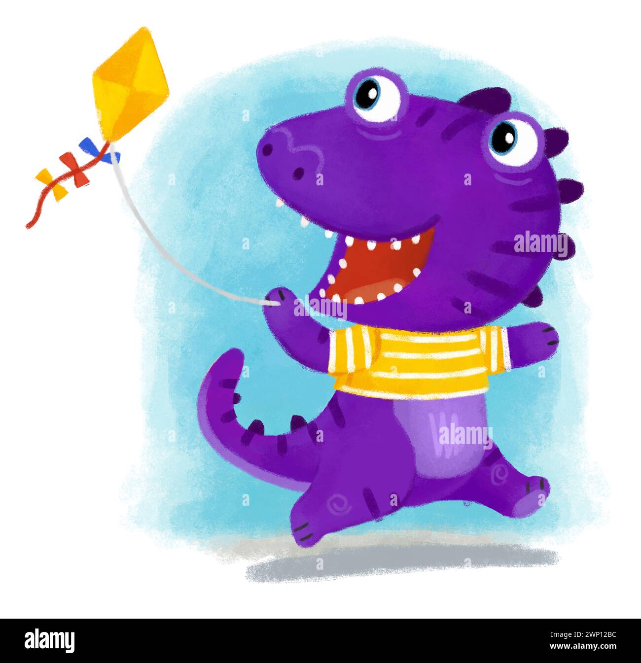 cartoon scene with dino dinosaur or dragon playing having fun on white ...