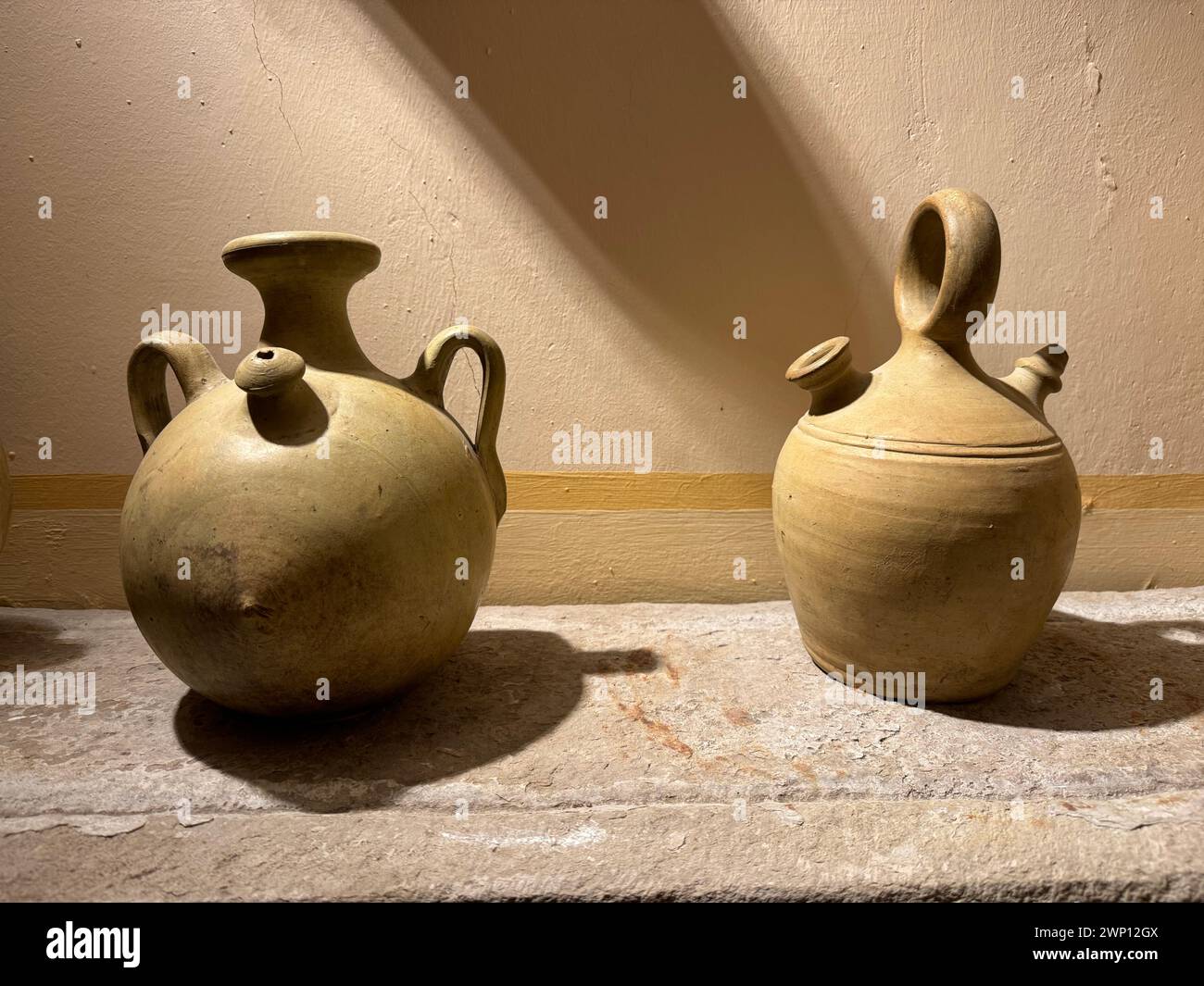 Two different clay jugs called botijo in spanish. A traditional mud jar ...
