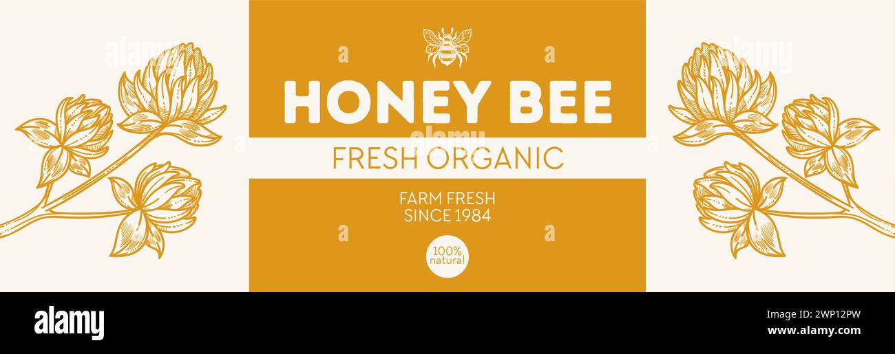 Honey Bee Organic Label Stock Vector Image & Art - Alamy