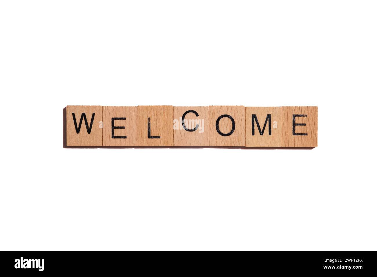 Welcome sign on white background Stock Photo - Alamy